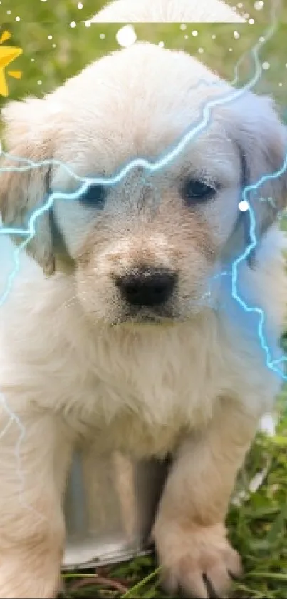 Cute Puppy with Lightning Wallpaper - free download