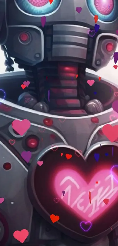 Cute Robot with Neon Heart - free download