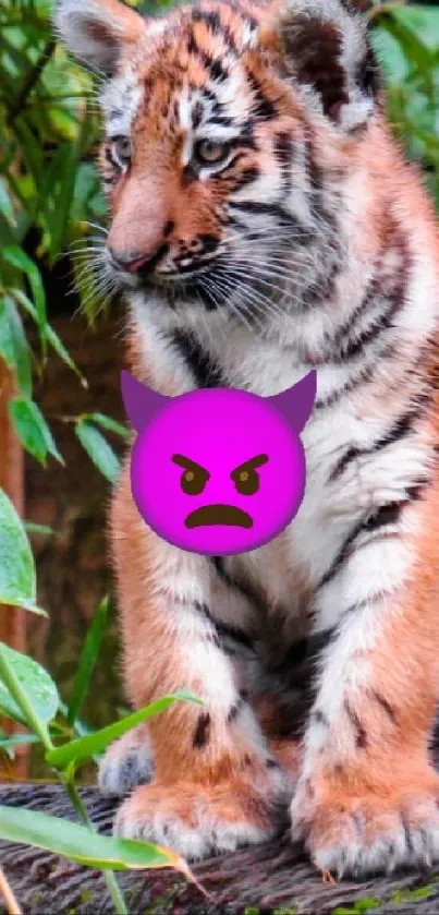 Cute Tiger with Devil Emoji - free download