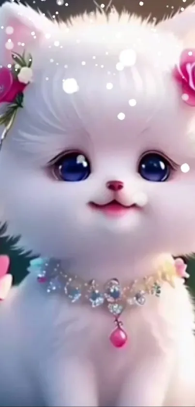 Cute White Fluffy Cat Wallpaper - free download