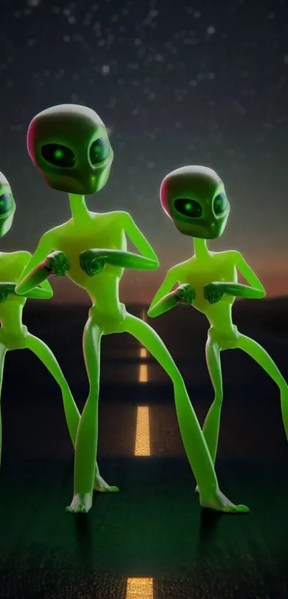 Dancing Aliens Neon Wallpaper - free download