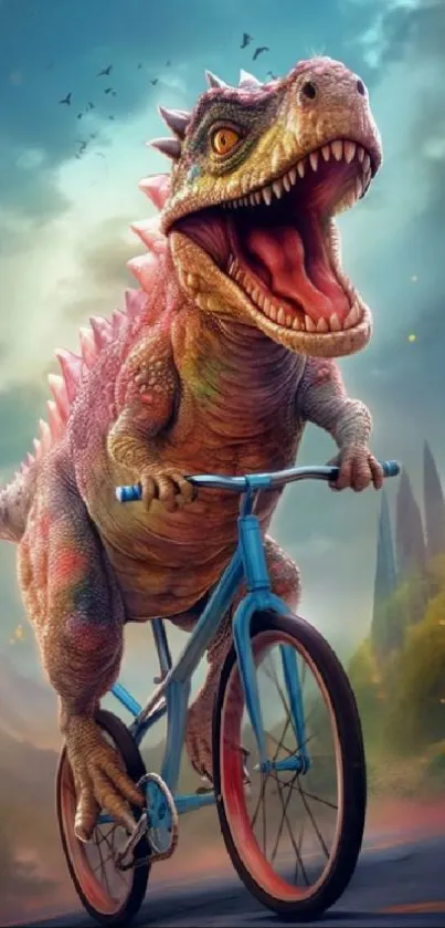 Dinosaur Riding a Bicycle Art - free download