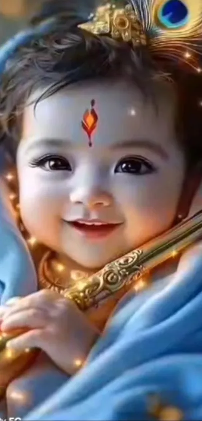 Divine Baby Krishna Portrait - free download