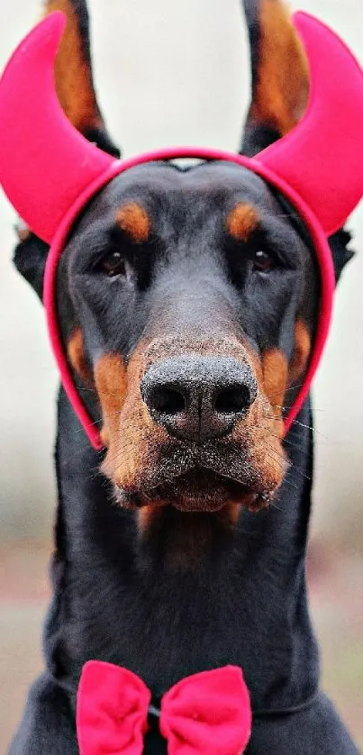 Doberman in Devil Costume - free download