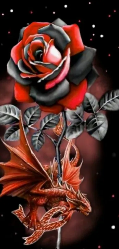 Dragon and Rose Artistic Wallpaper - free download