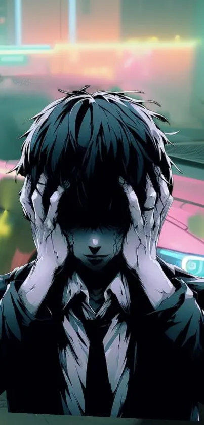 Dramatic Anime Neon Wallpaper - free download