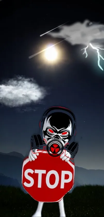 Dramatic Night Stop Sign Art - free download