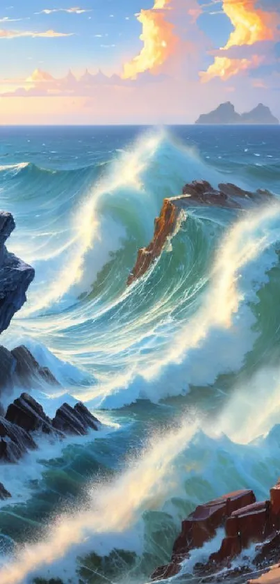 Dramatic Ocean Waves Wallpaper - free download