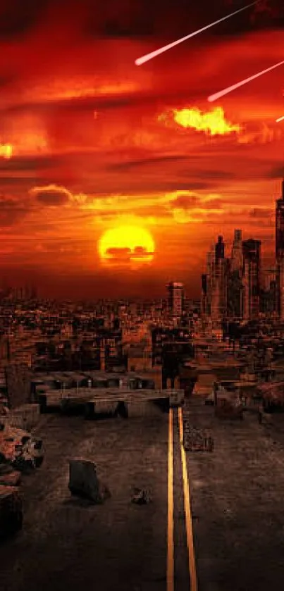 Dramatic Red City Sunset - free download