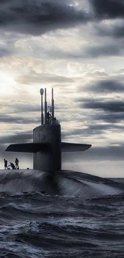 Dramatic Seascape with Submarine - free download