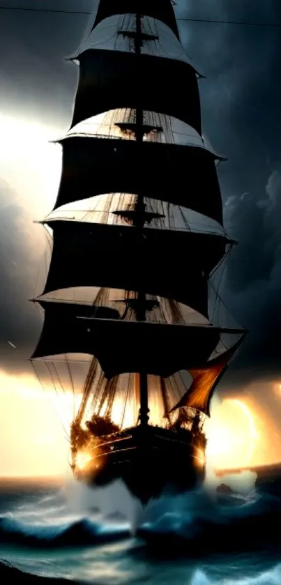 Dramatic Ship at Sea Wallpaper - free download