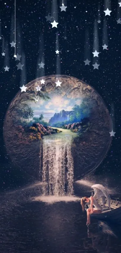 Dreamy Nightscape Waterfall Art - free download
