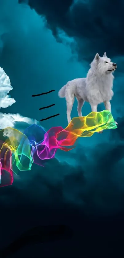 Dreamy Wolf on Rainbow Bridge - free download