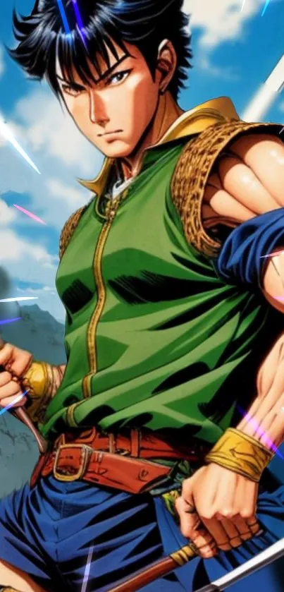 Dynamic Anime Warrior Wallpaper - free download