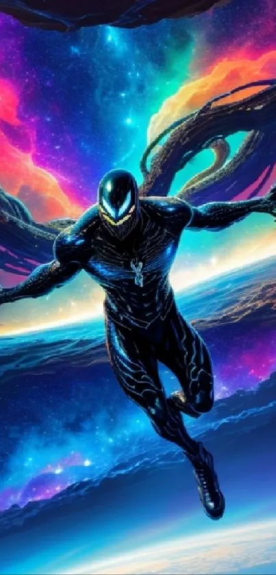 Dynamic Cosmic Superhero Wallpaper - free download