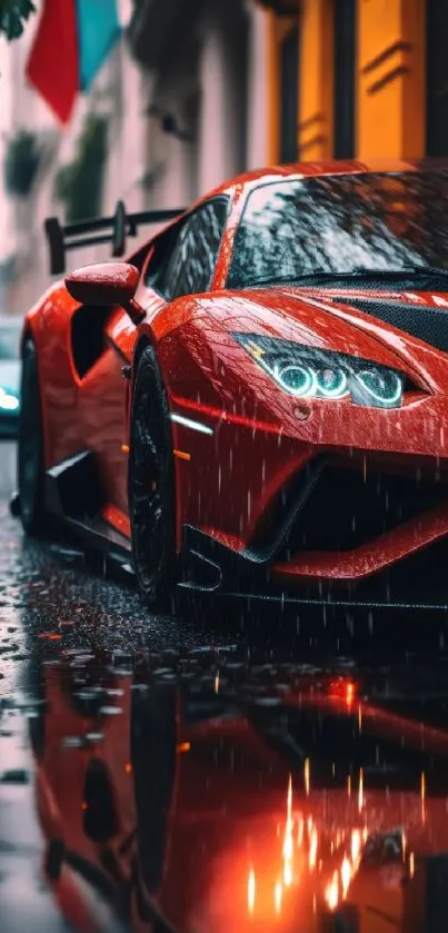 Dynamic Red Supercar Wallpaper - free download