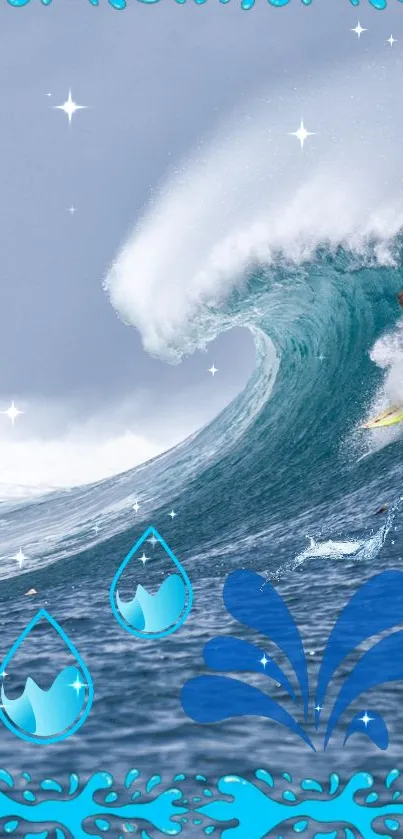 Dynamic Surfing Wave Wallpaper - free download