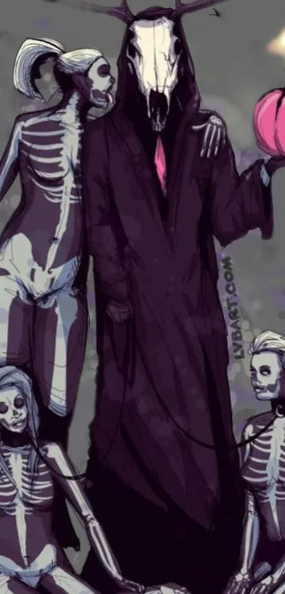 Eerie Skeleton Art Wallpaper - free download