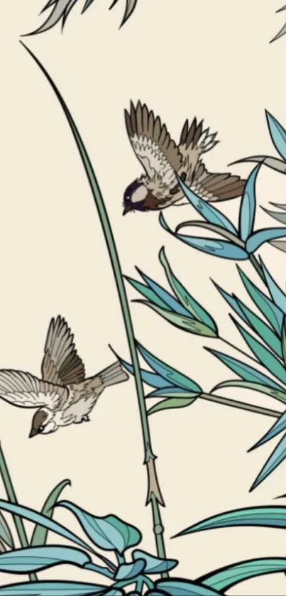 Elegant Birds and Bamboo Art - free download