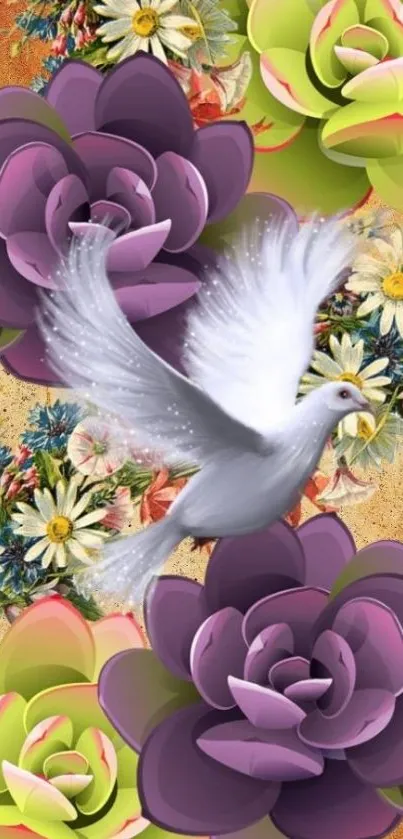 Elegant Floral Dove Wallpaper - free download