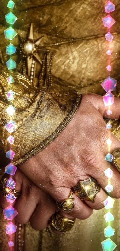 Elegant Gold Ringed Hands Wallpaper - free download