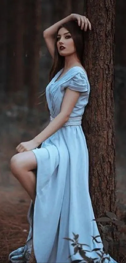 Elegant Lady in Blue Forest - free download