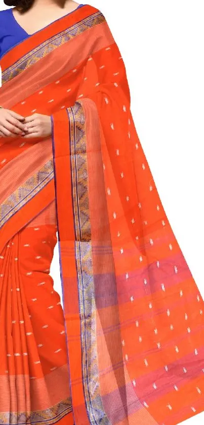 Elegant Orange Sari Design - free download