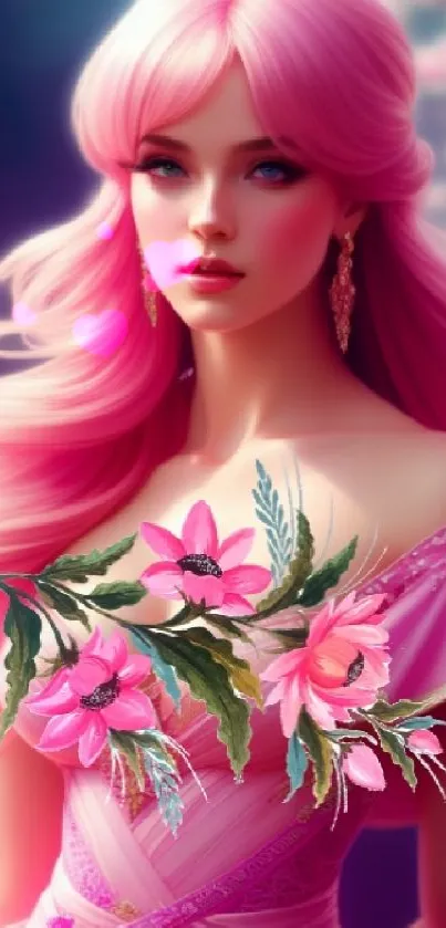 Elegant Pink Floral Portrait - free download