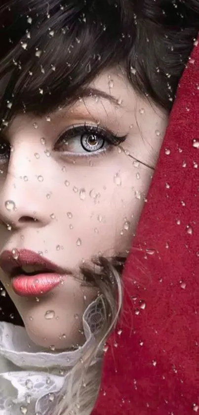 Elegant Portrait Under Rain - free download
