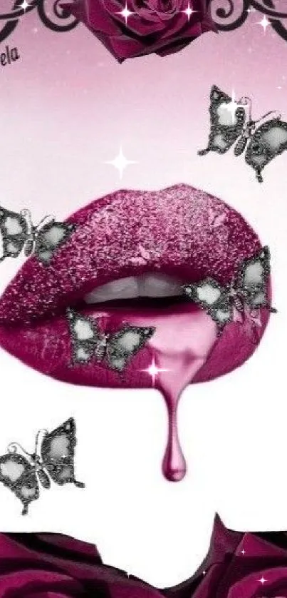 Elegant Purple Lips & Roses - free download