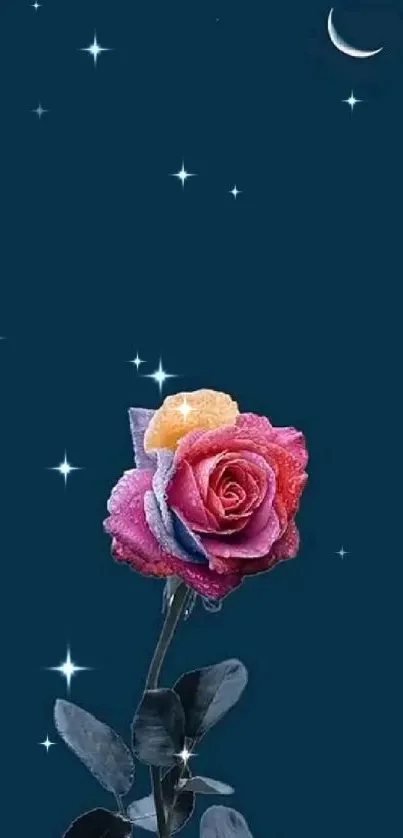 Elegant Rose and Crescent Moon - free download