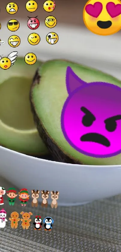 Emoji Avocado Mobile Wallpaper - free download