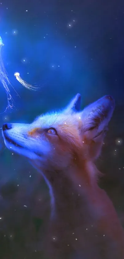 Enchanted Fox with Glowing Blue Light - free download