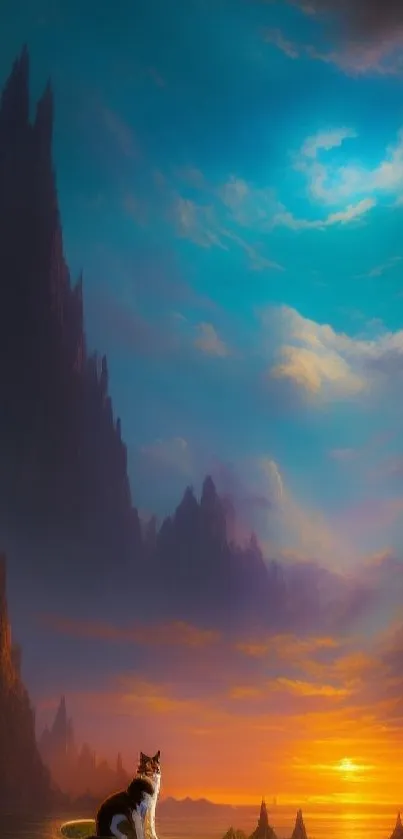 Enchanting Cat and Sunset Scenery - free download