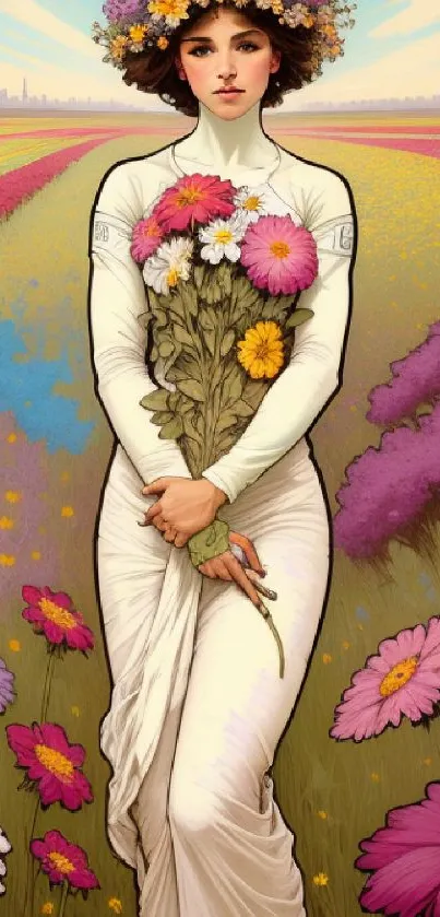 Enchanting Floral Lady Wallpaper - free download
