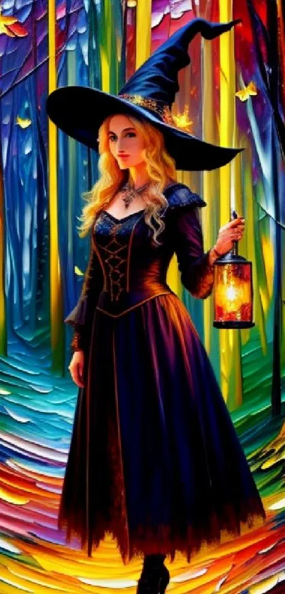 Enchanting Witch in Colorful Forest - free download