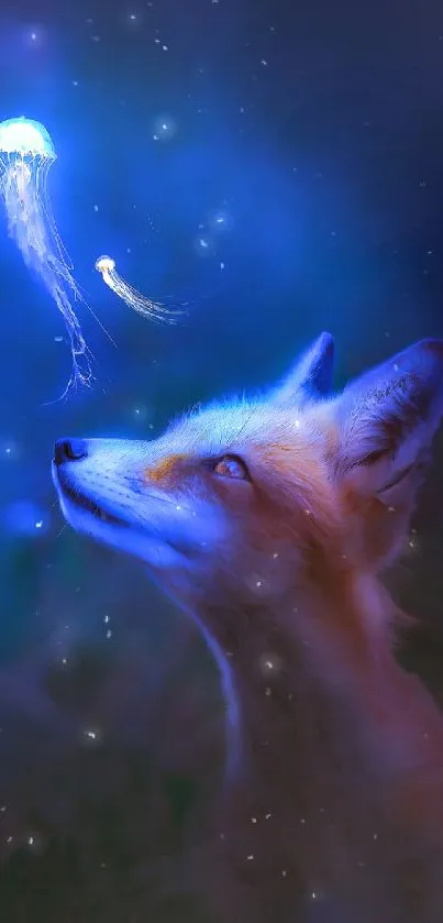 Ethereal Fox and Jellyfish Art - free download