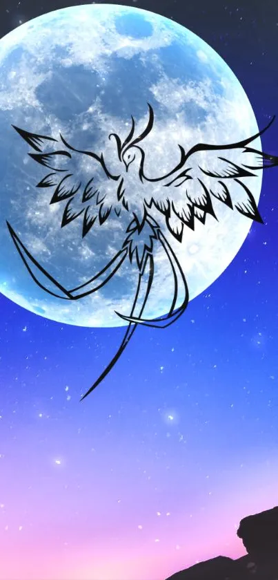 Ethereal Moonlit Phoenix Wallpaper - free download