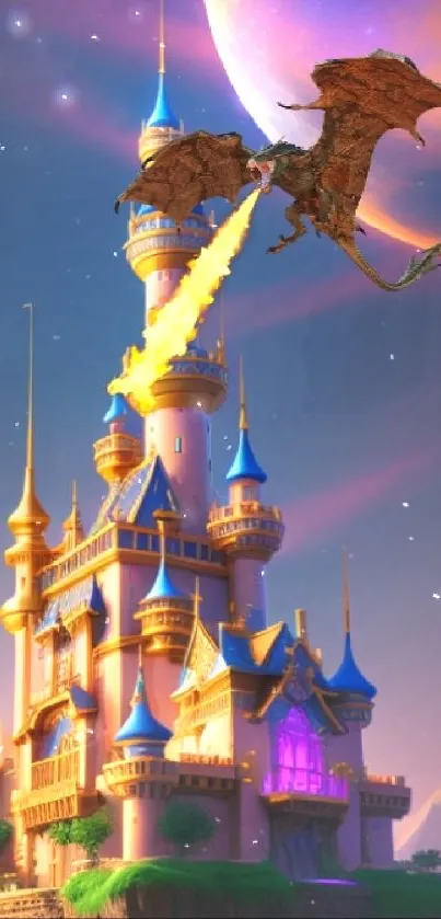 Fantasy Castle Dragon Wallpaper - free download