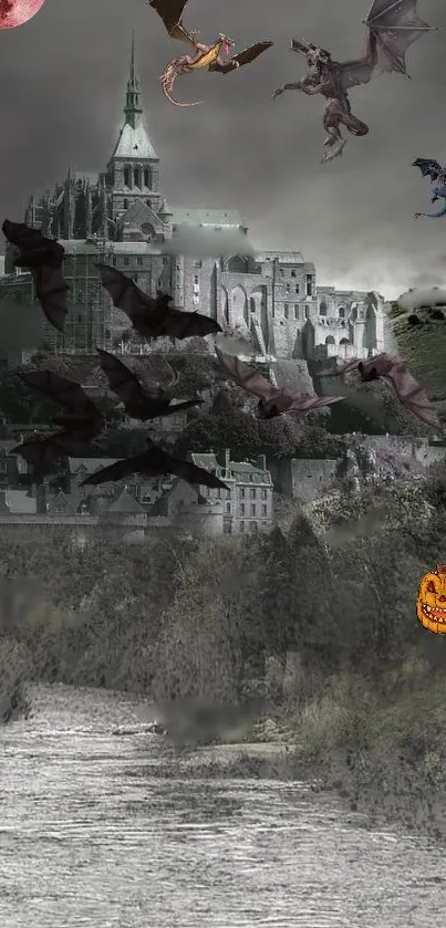 Fantasy Castle with Dragon - free download