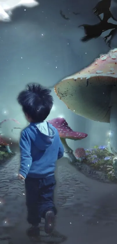 Fantasy Child in Mushroom Forest - free download