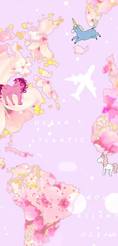 Fantasy Unicorn World Map Wallpaper - free download