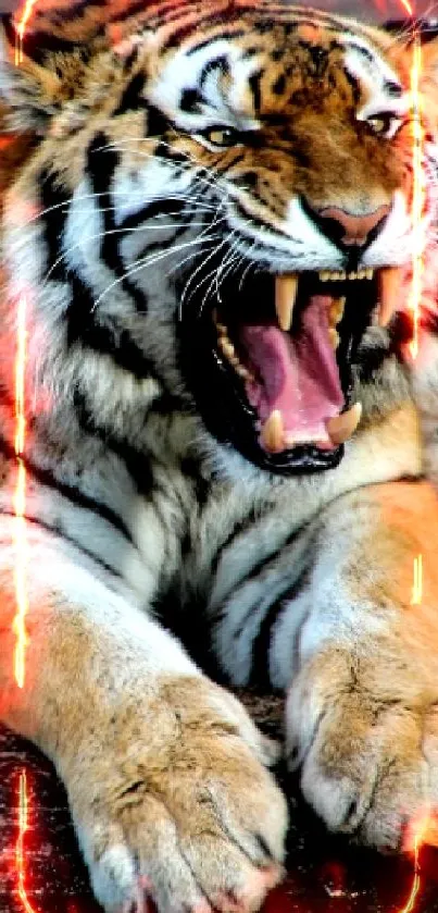 Ferocious Tiger Roaring Wallpaper - free download