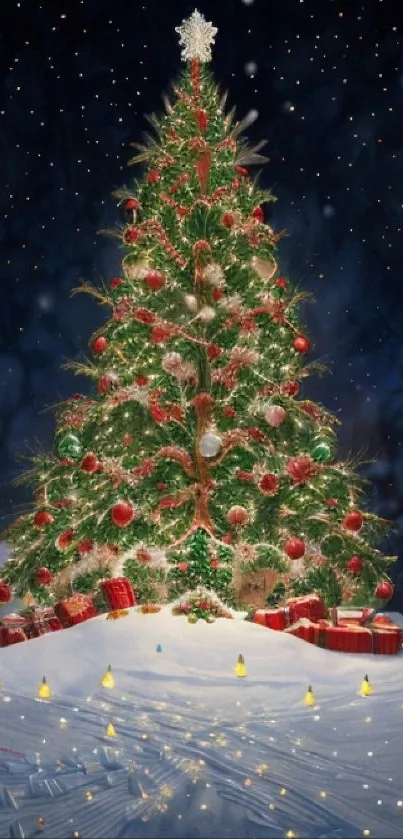 Festive Christmas Tree Wallpaper - free download