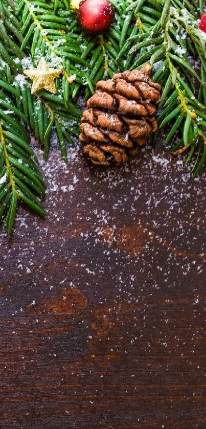 Festive Pine and Star Wallpaper - free download