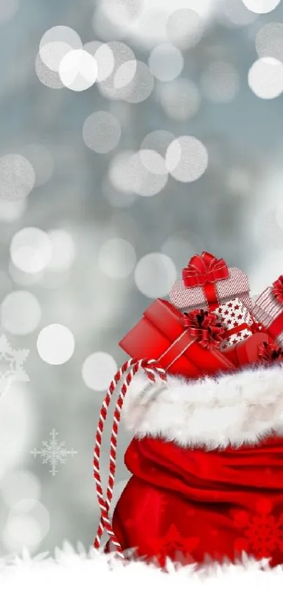 Festive Red Gift Bag Wallpaper - free download