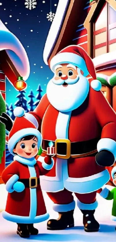 Festive Santa Wonderland Art - free download