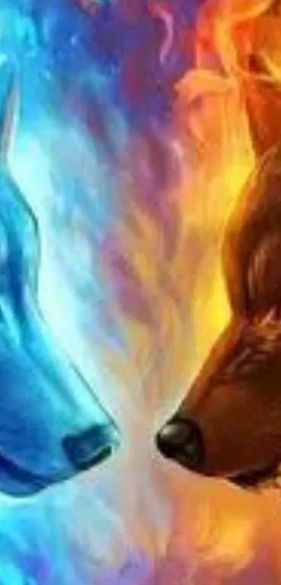 Fiery and Icy Wolf Wallpaper - free download