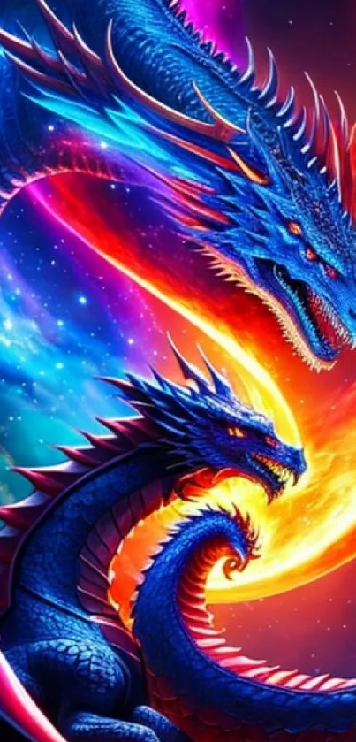Fiery Blue Dragon Battle Art - free download