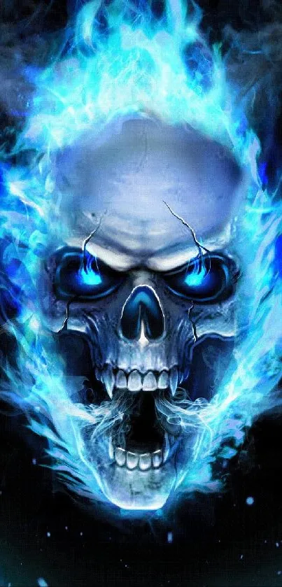 Fiery Blue Skull Wallpaper - free download